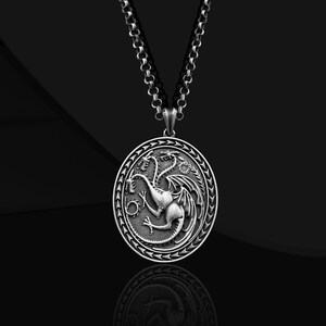 925 Sterling Silver King Ghidorah Dragon Necklace Gift for Man, Dragon ...