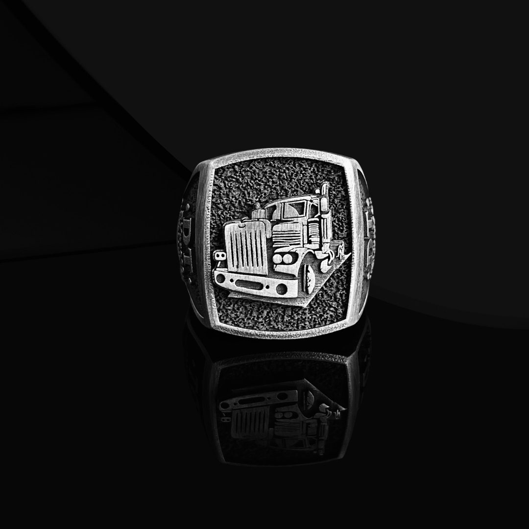 Personalized Family Crest Truck Driver Ring, Family Crest Custom Truck ...