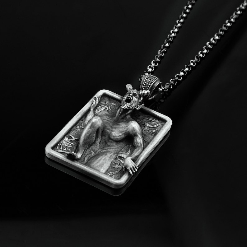 Baphomet Silver Goat Headed Satanic Religion Deity Pagan | Etsy