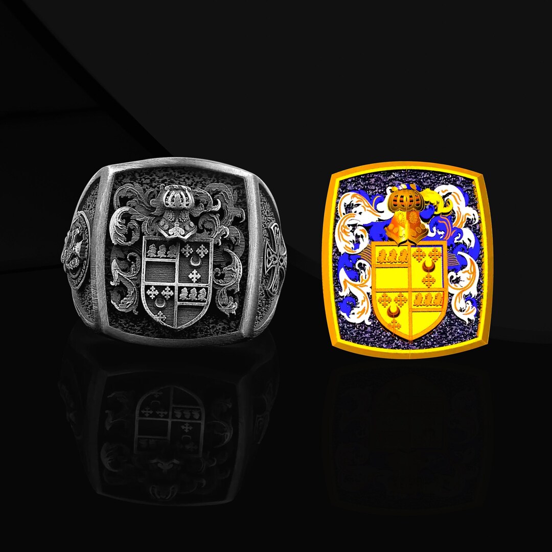 Family Crest Signet Ring Coat of Arms Ring Custom Rings for Men Signet ...