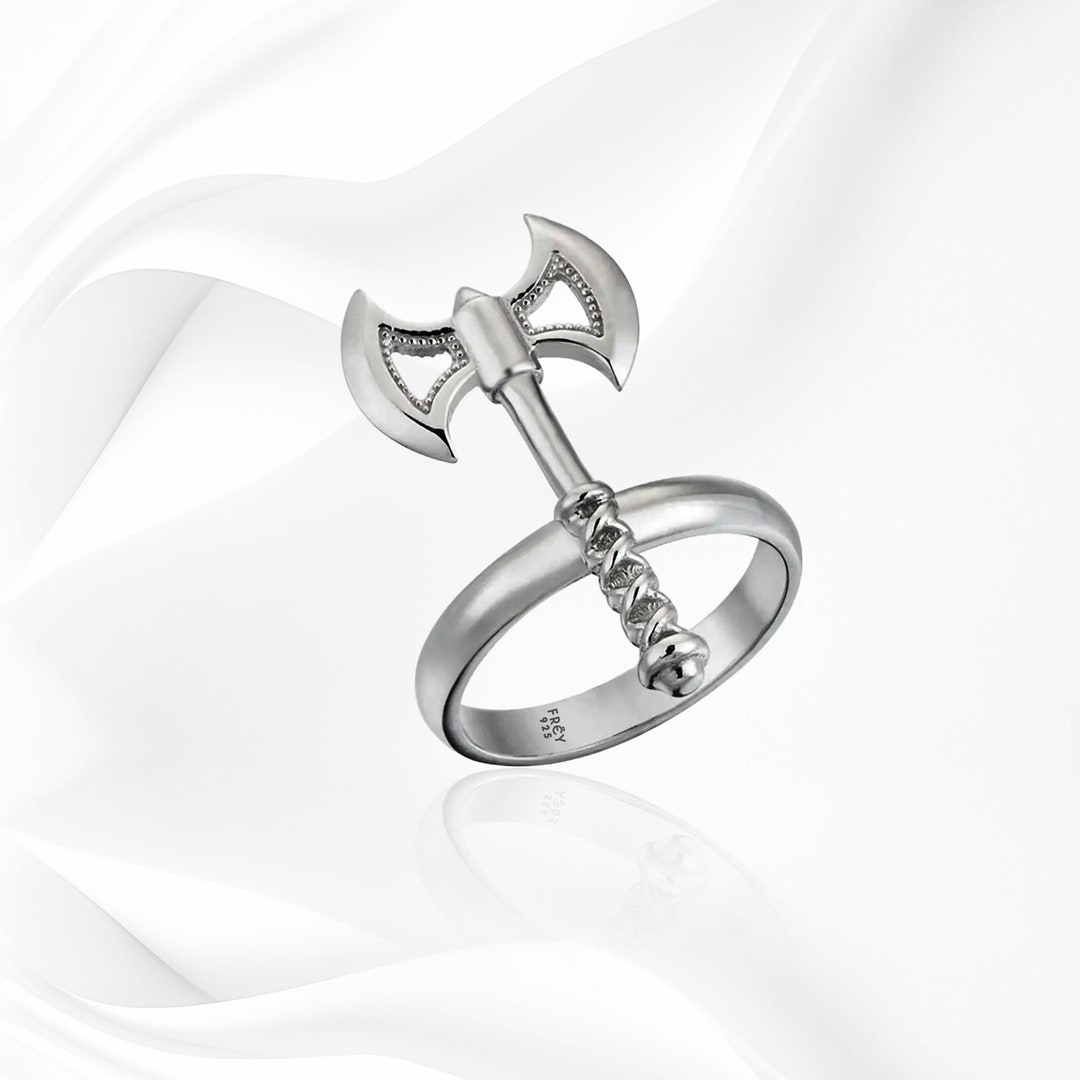 925 Sterling Silver Viking Style Ax Ring Gift for Him, Minimalist Man ...