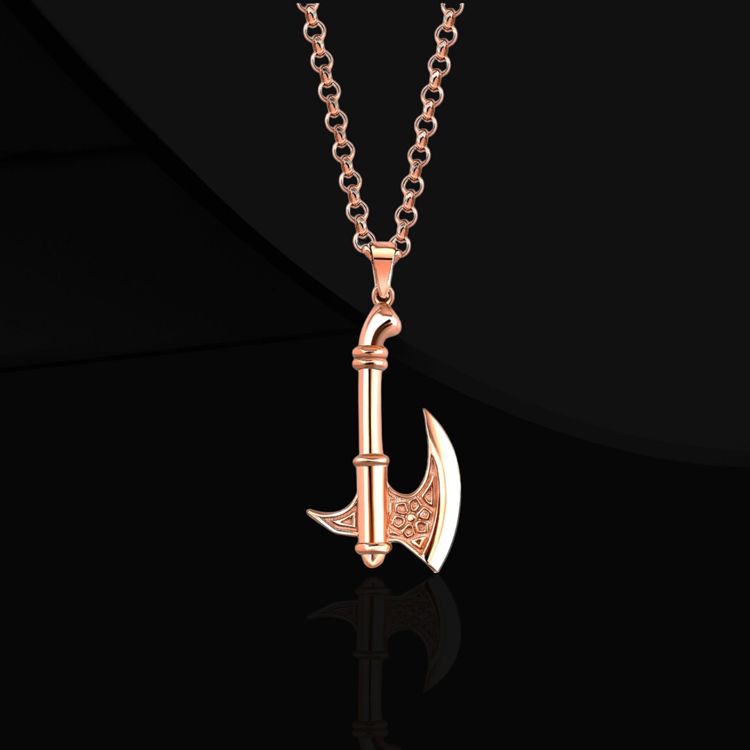 Sterling Silver Viking Axe Necklace: Rose Gold Battle Axe Pendant - Etsy