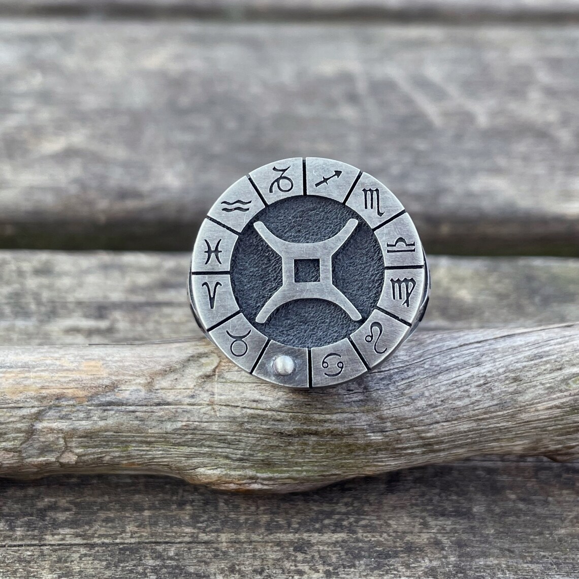 Gemini Sterling Silver Zodiac Astrology Ring Gift for Men - Etsy