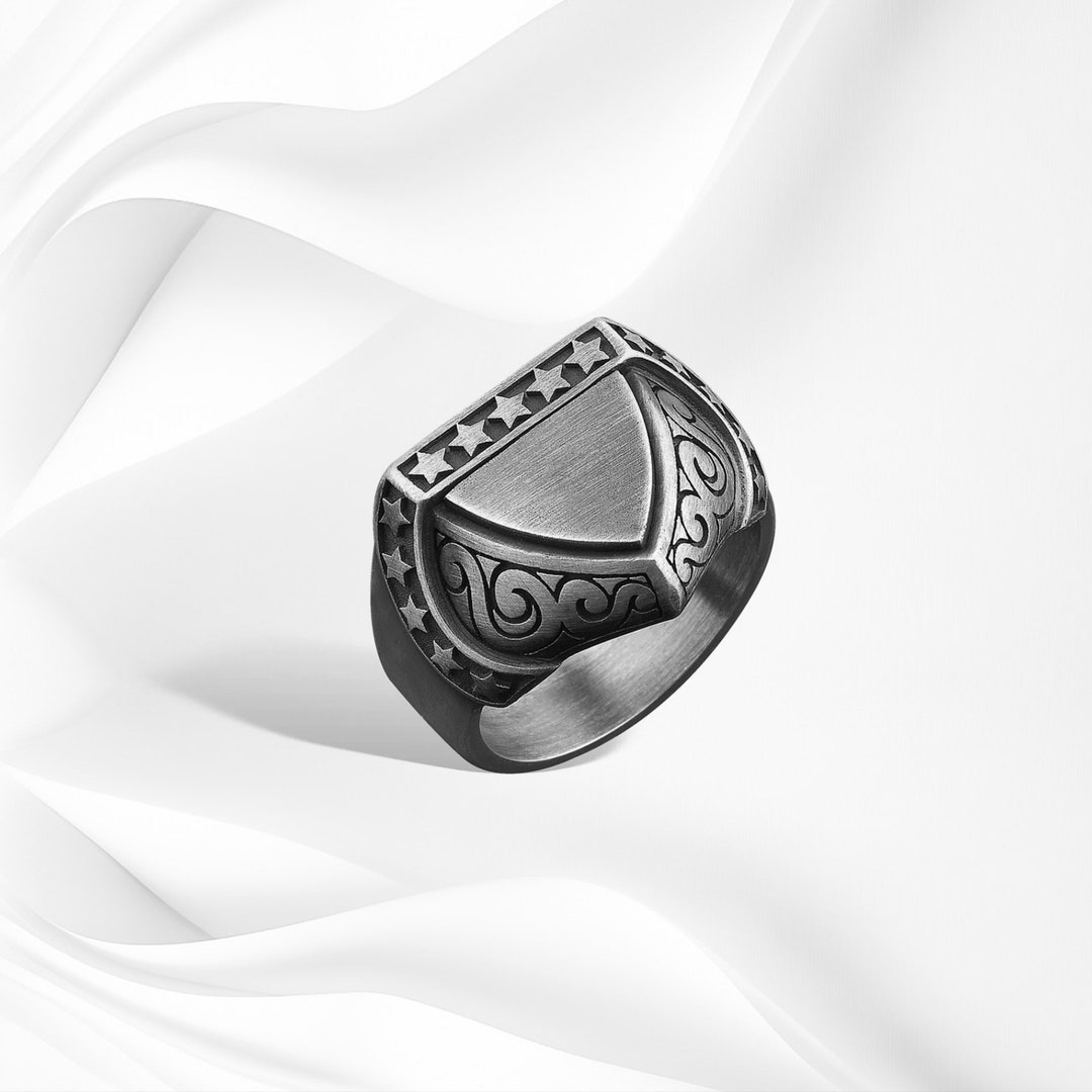 Elegant Silver Shield Ring for Man, Stunning Silver Shield Rings, Mens ...