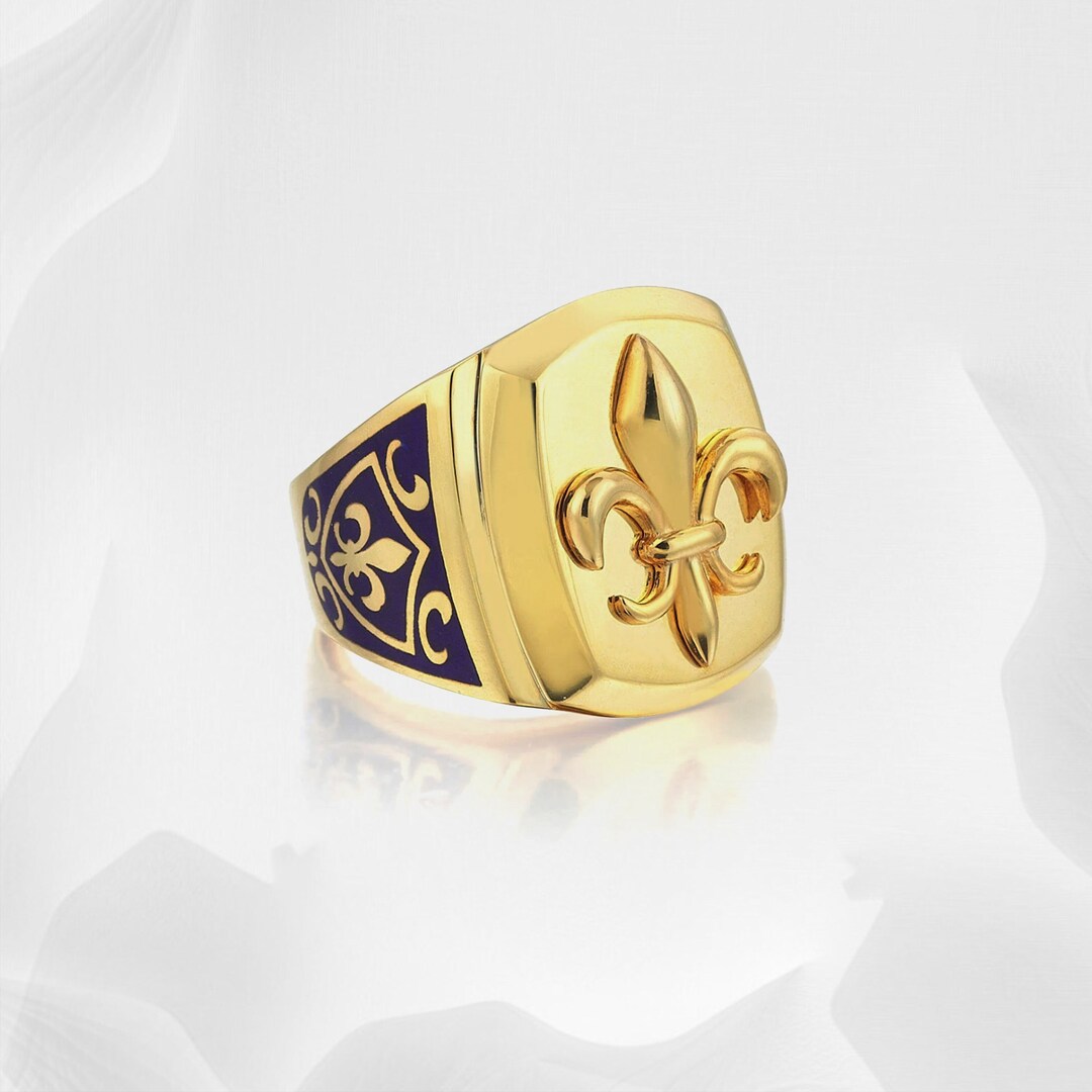 Elegant Fleur De Lys Signet Ring - Sterling Silver Men's Pinky Ring ...