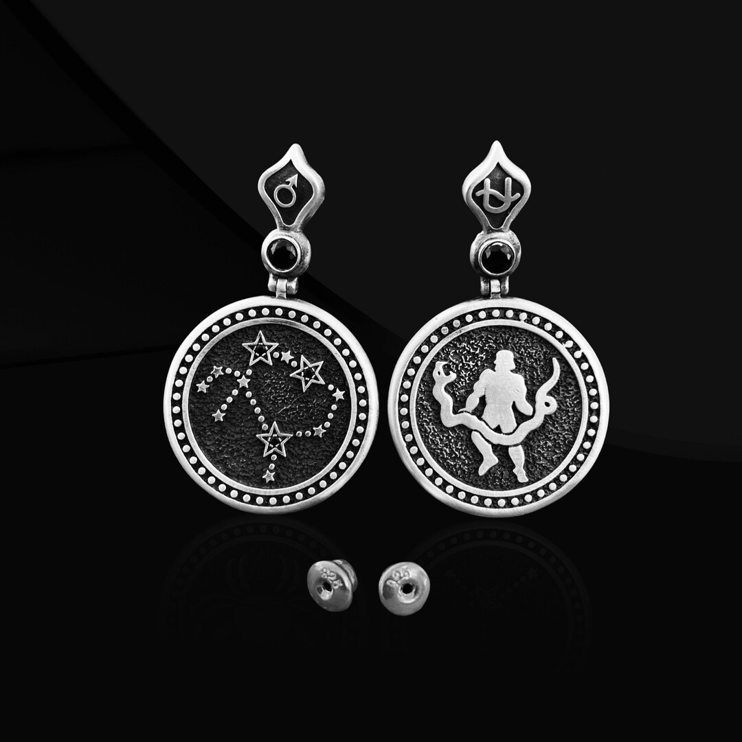 Ophiuchus Constellation 925 Sterling Silver Unique Design Earrings ...