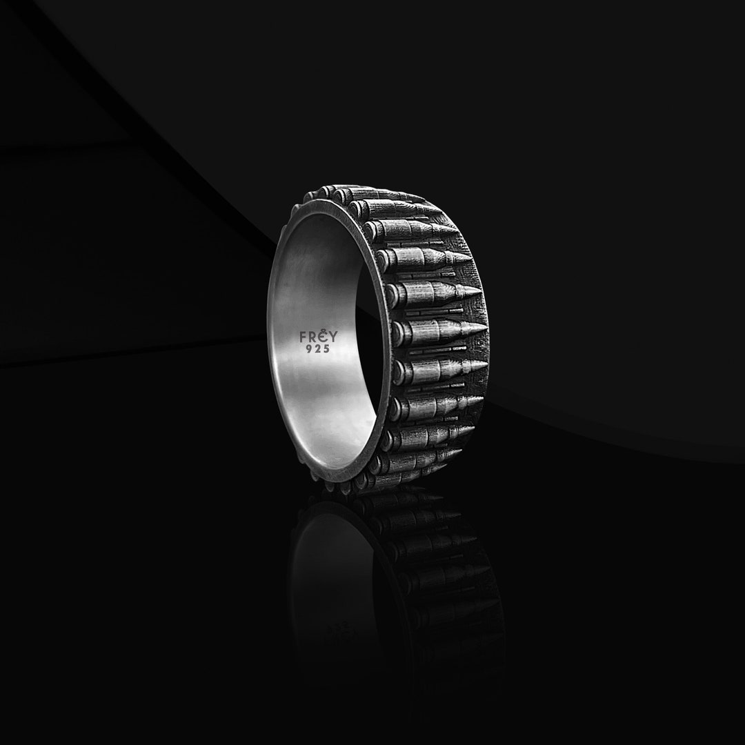 Unique Silver Bullet Wedding Ring for Men, Unique Soldier-inspired ...