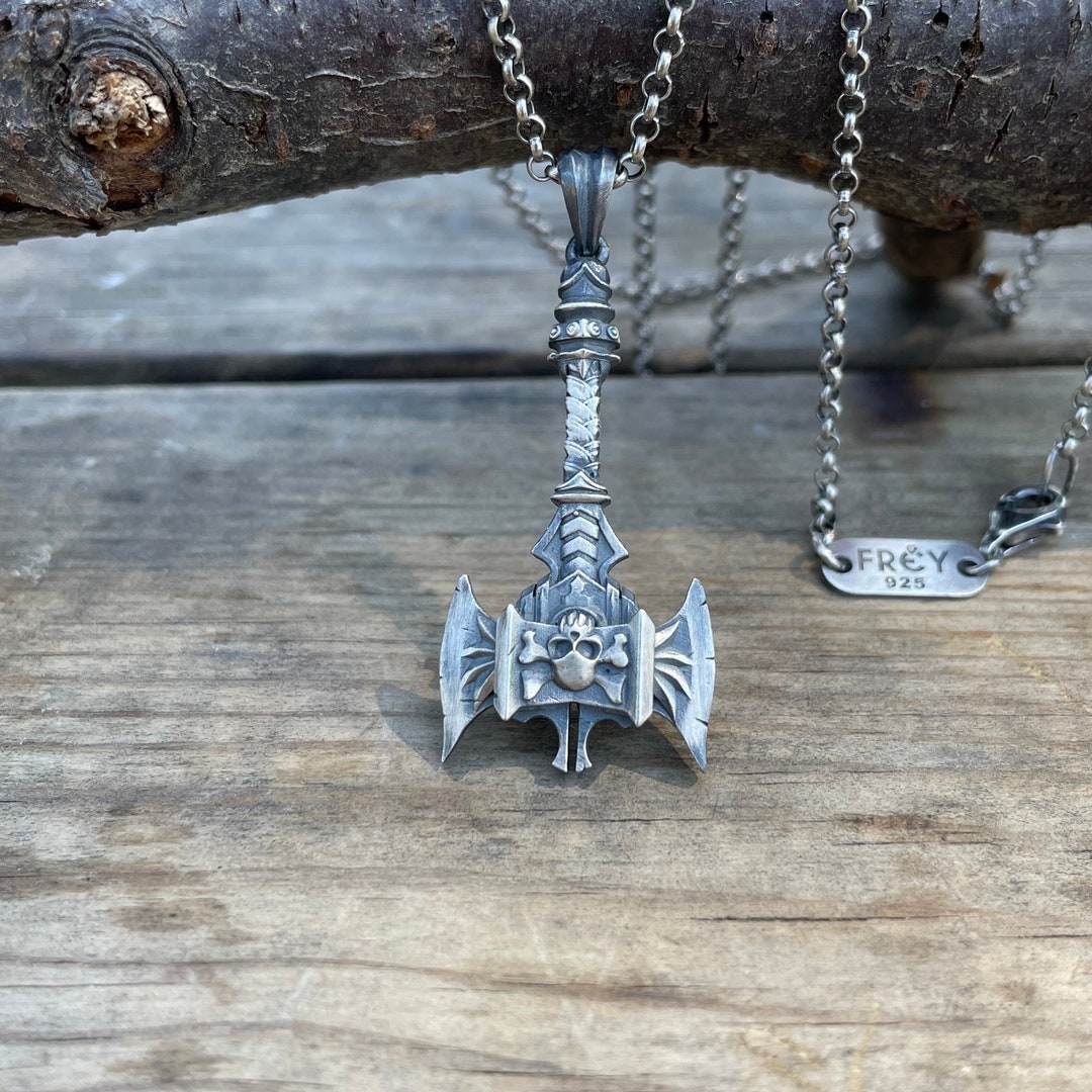 Norse Mythology Viking Ax Pendant, Unique 925 Sterling Silver Chain Ax ...
