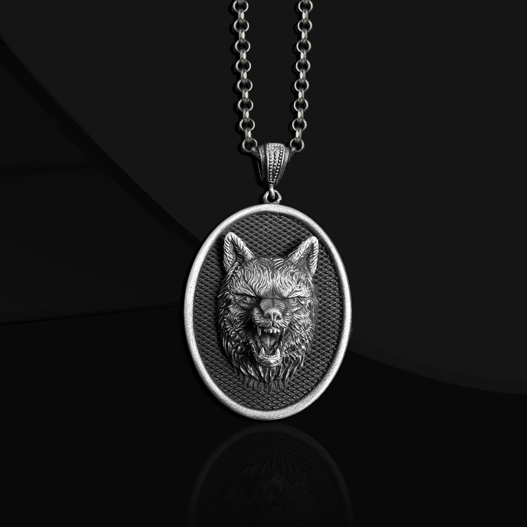 Personalized Wolf Accessory Animal Mens Jewelry 925 Silver - Etsy