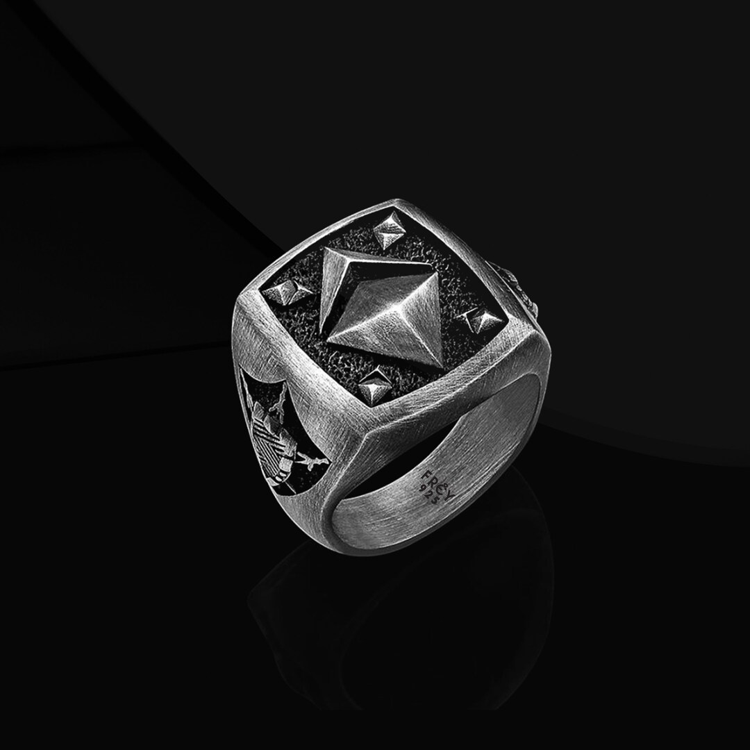Ethereum Silver Signet Ring for Men, ETH Cryptocurrency Jewelry, Gold ...