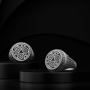 Triskelion Male Signet Ring Male Celtic Ring Unique Rings for Men ...