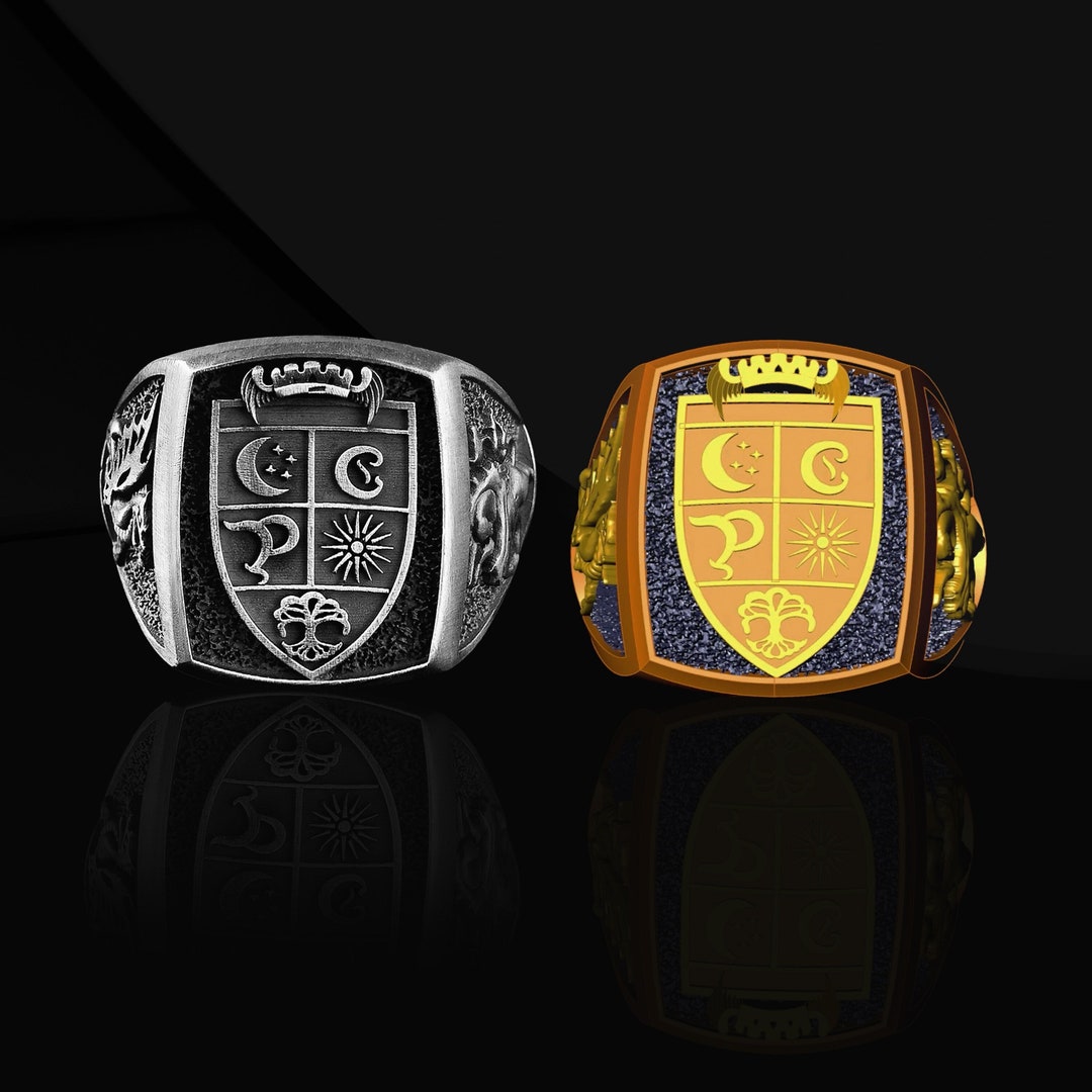 Custom Family Crest Signet Ring Coat of Arms Ring Custom Rings for Men ...