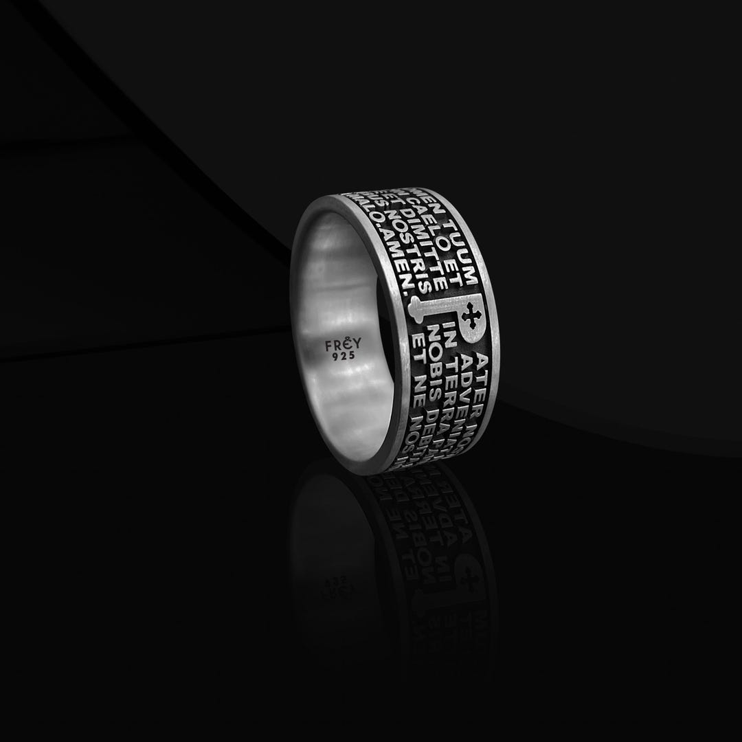 Sterling Silver Lord's Prayer Ring: Latin Christian Band - Etsy