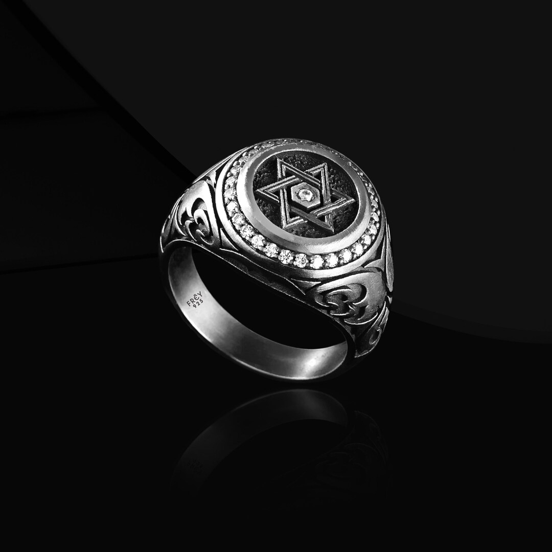 Star of David Signet Ring: Oxidized Sterling Silver Jewish Jewelry - Etsy