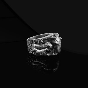 African African Bush Elephant Men's Ring, Men's Lion Ring, Silver ...
