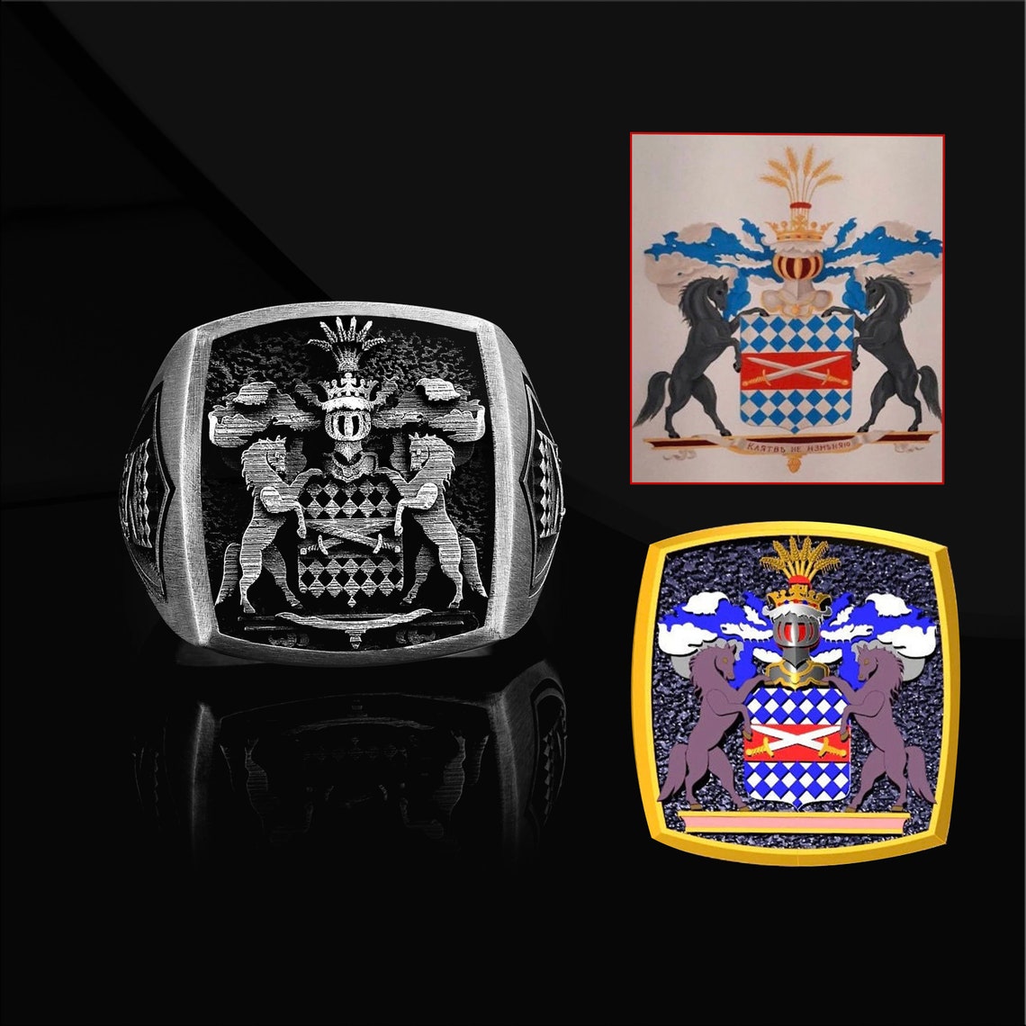 Personalized Family Crest Signet Custom Rings for Him Unique - Etsy
