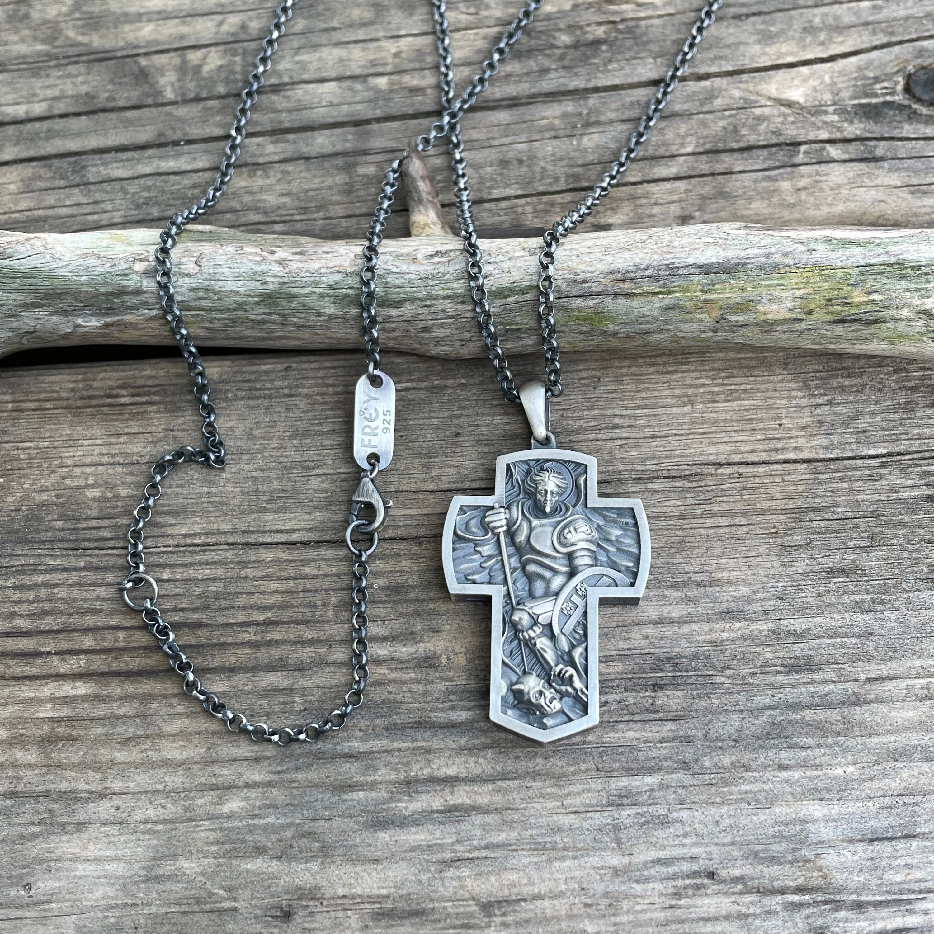 St. Michael the Archangel Orthodox Shield Silver Necklace St. - Etsy