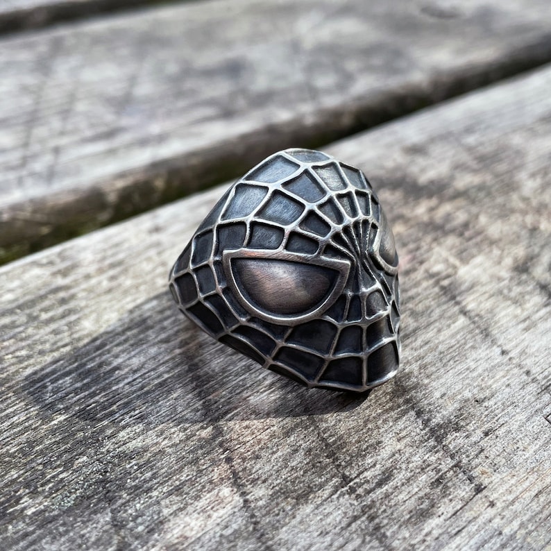 Oxidized Sterling Silver Spider Web Ring: Spiderman Inspired Jewelry - Etsy