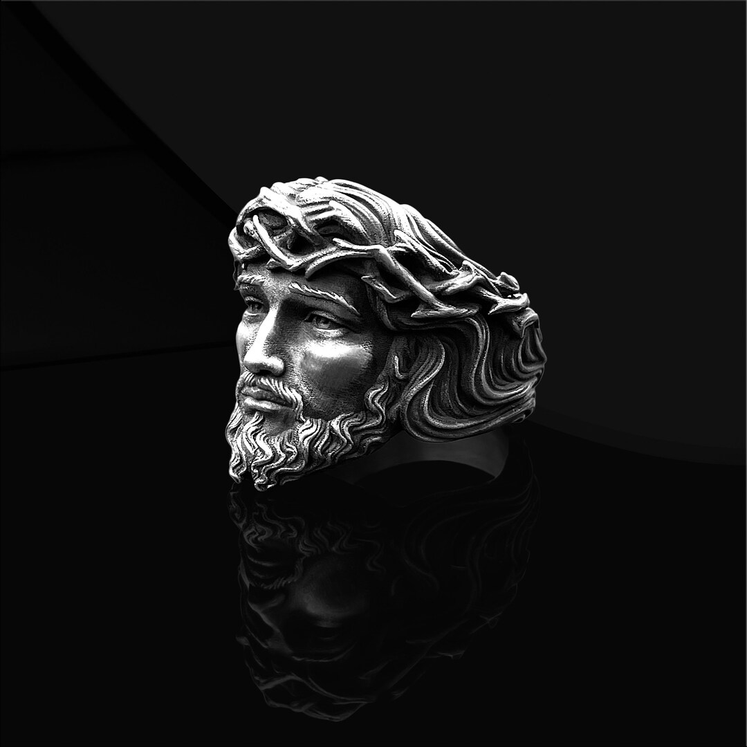 Crucified Jesus Christ Crown of Thorns Handmade Sterling Silver Men ...