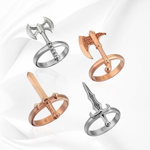 925 Sterling Silver Viking Style Sword Ring Gift for Him, Man Sword ...