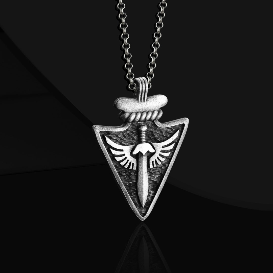 Sterling Silver Arrowhead Sword Pendant: Handmade Necklace, Valentine's ...