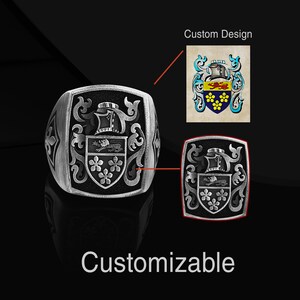 Custom Signet Ring Family Crest Coat of Arms Ring, Davey Crest Classic ...