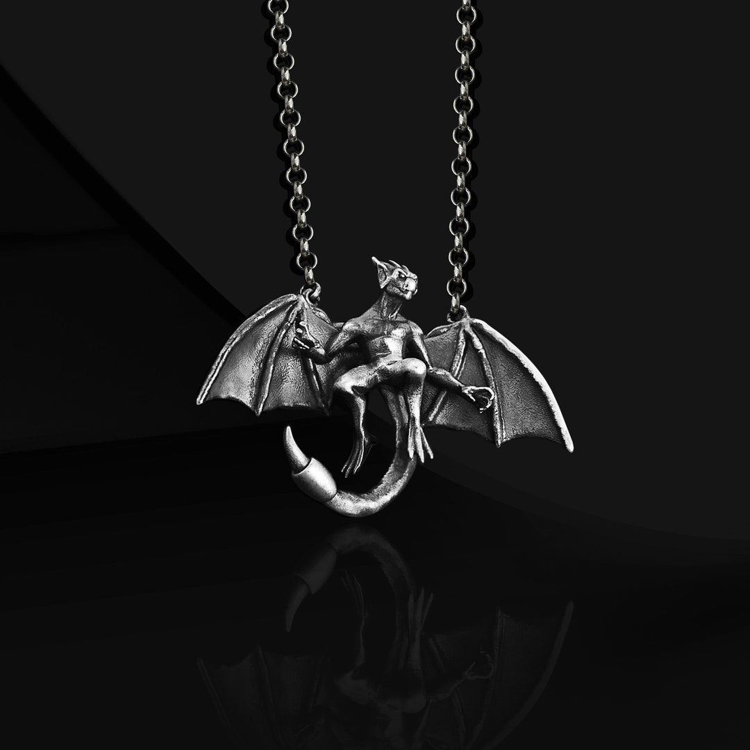 Devil 925 Sterling Silver Baphomet Satan Necklace Gift for Men, Silver ...