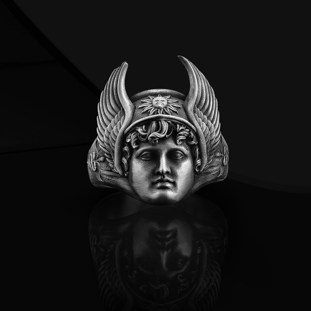 Hermes With Winged Helmet Ring, Engraved Caduceus on Side Extraordinary ...