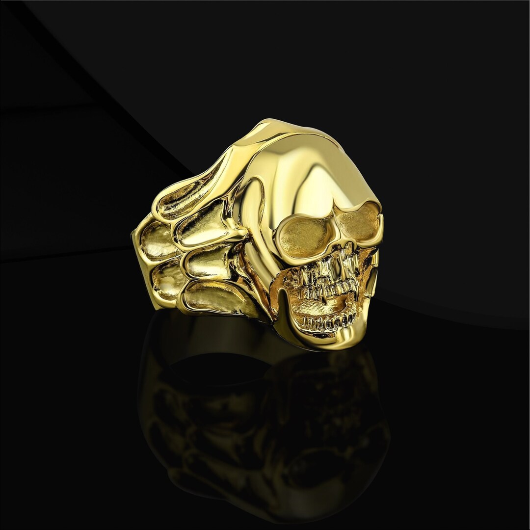 Mens Skull Handmade 14k Gold Ring, Solid Gold Skull Ring, Unique Mens ...