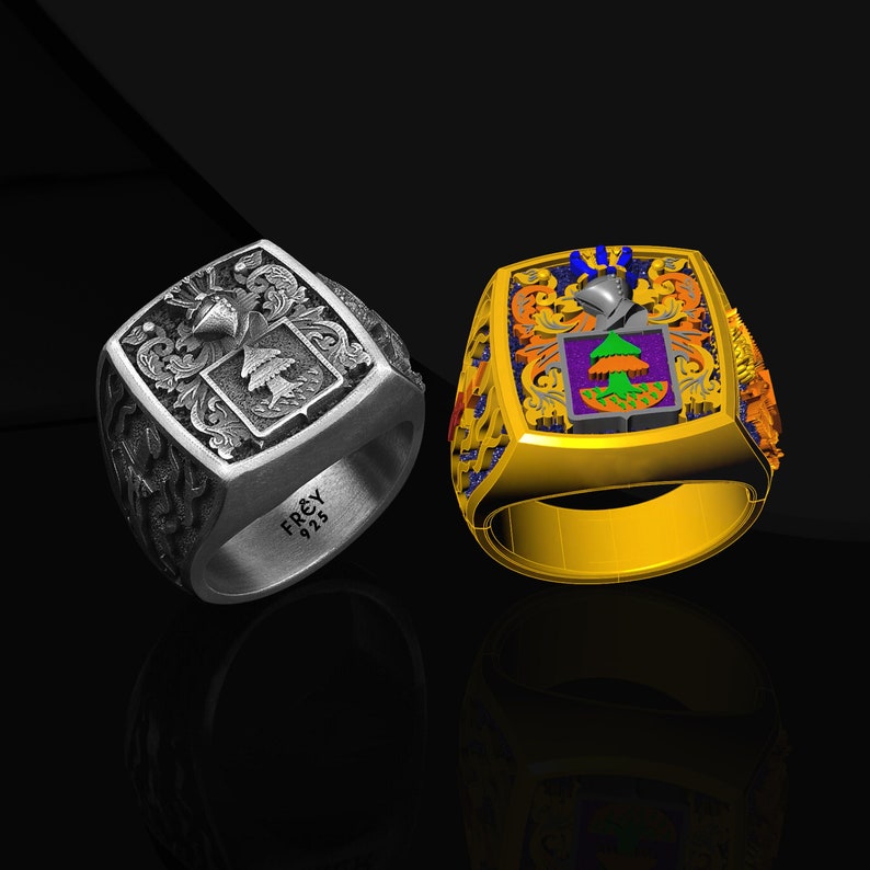 Family Crest Signet Memory Ring Coat of Arms Ring Custom Rings - Etsy