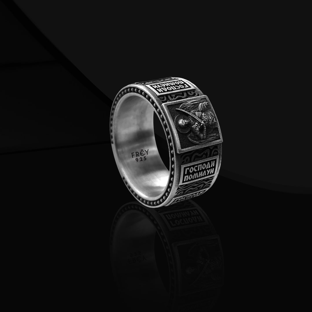 Handmade Oxidized Sterling Silver Archangel Saint Michael Ring - Etsy