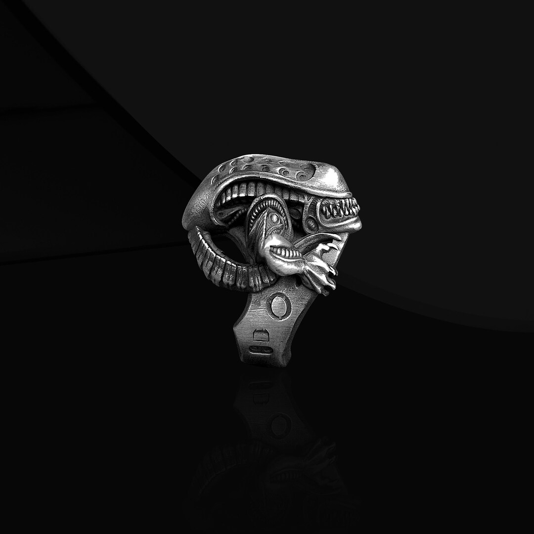Alien 925 Sterling Silver Ring for Man, Alien Xenomorph Ring for ...