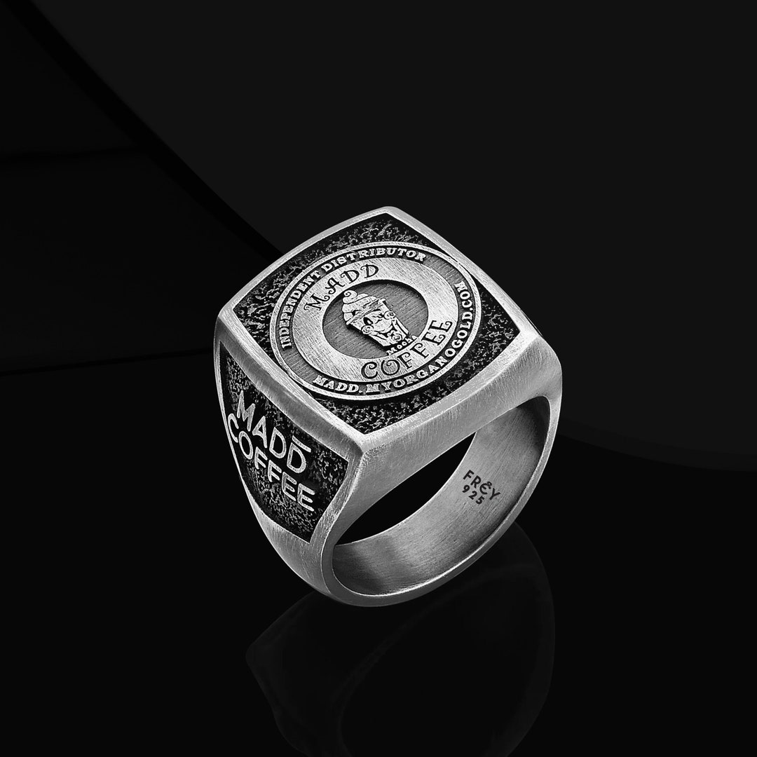 Custom Corporate Logo Signet Ring Gift for Mens, Custom Design Ring ...