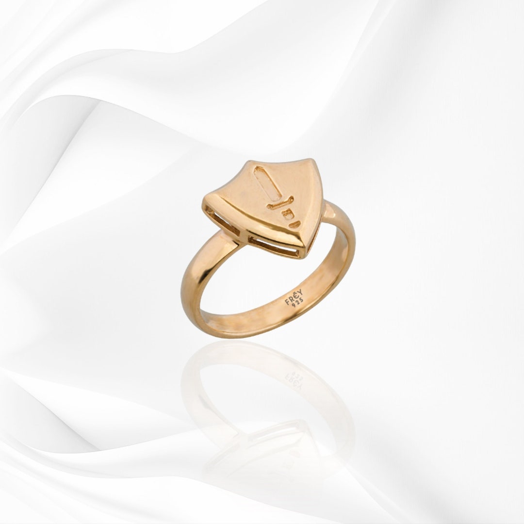 Minimalist Gold Plated Shield Sword Silver Ring - Personalized Gold ...