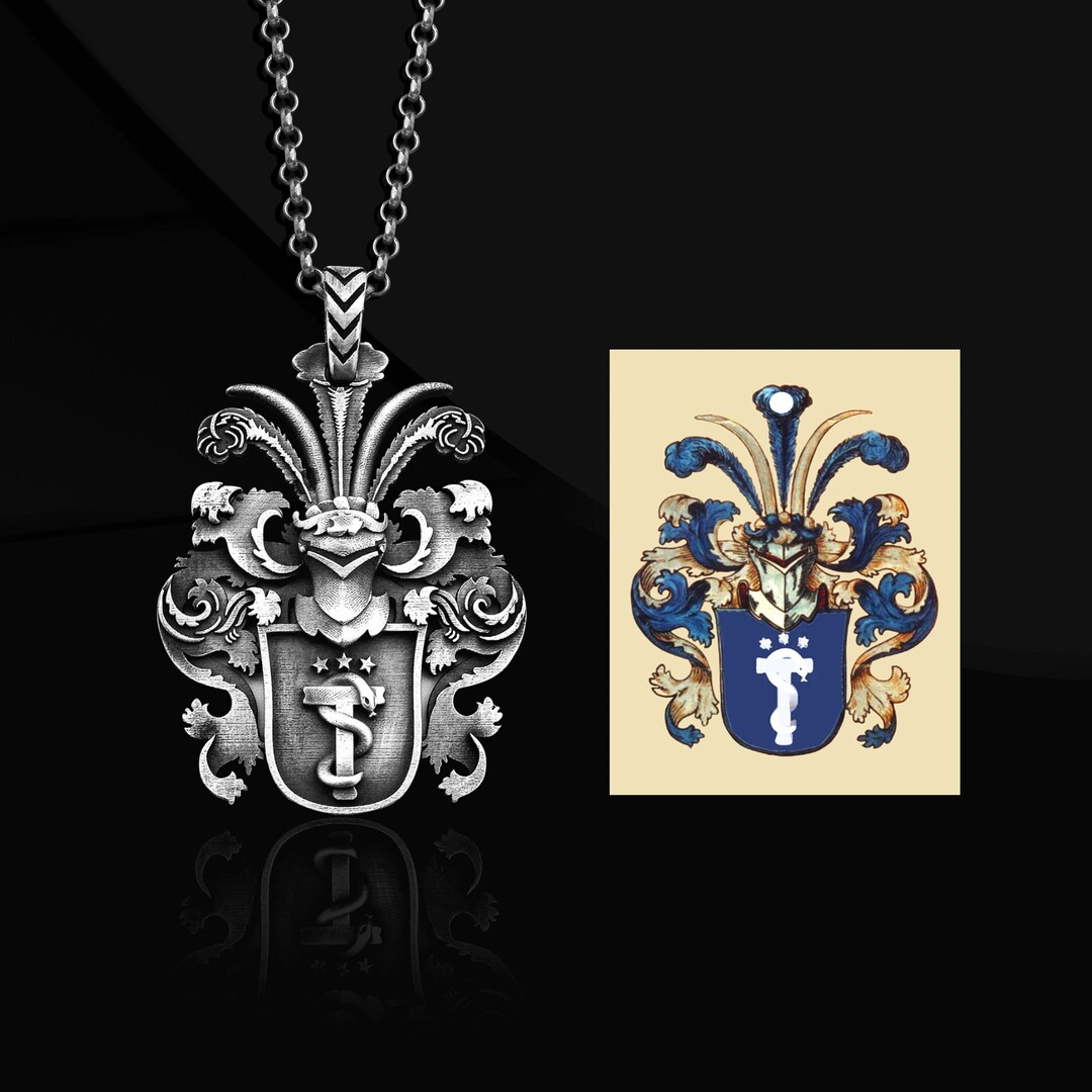 Personalized Family Custom Crest Coat of Arms Pendant Necklace, Family ...