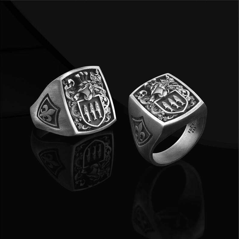 Coat of Arms Ring Custom Rings for Men Custom Crest Signet - Etsy