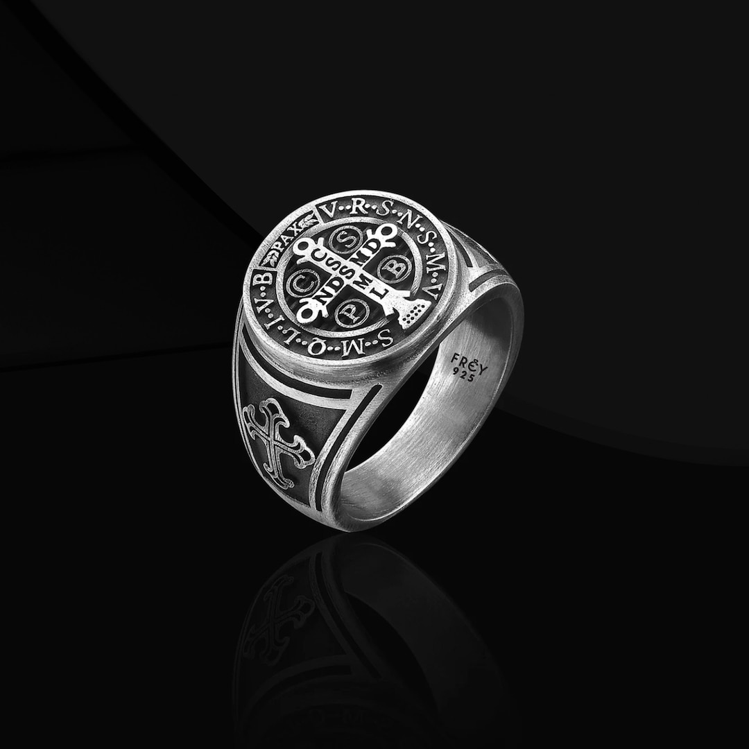Saint Benedict 925 Sterling Silver Ring: Antique Exorcism Signet - Etsy