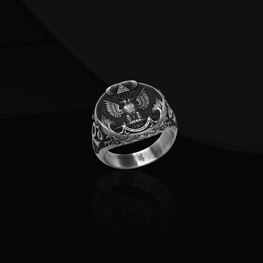 Sterling Silver 33rd Degree Masonic Double Headed Eagle Ring: Scottish ...