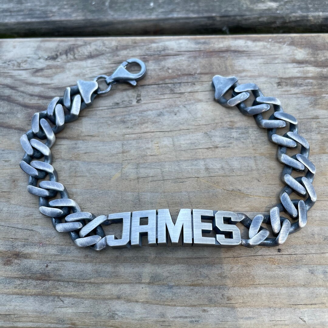 Personalized Sterling Silver 925 ID Bracelet for Men - Etsy