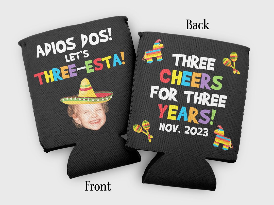 Custom Photo Fiesta Birthday Cozy: Three-esta Party Favors - Etsy