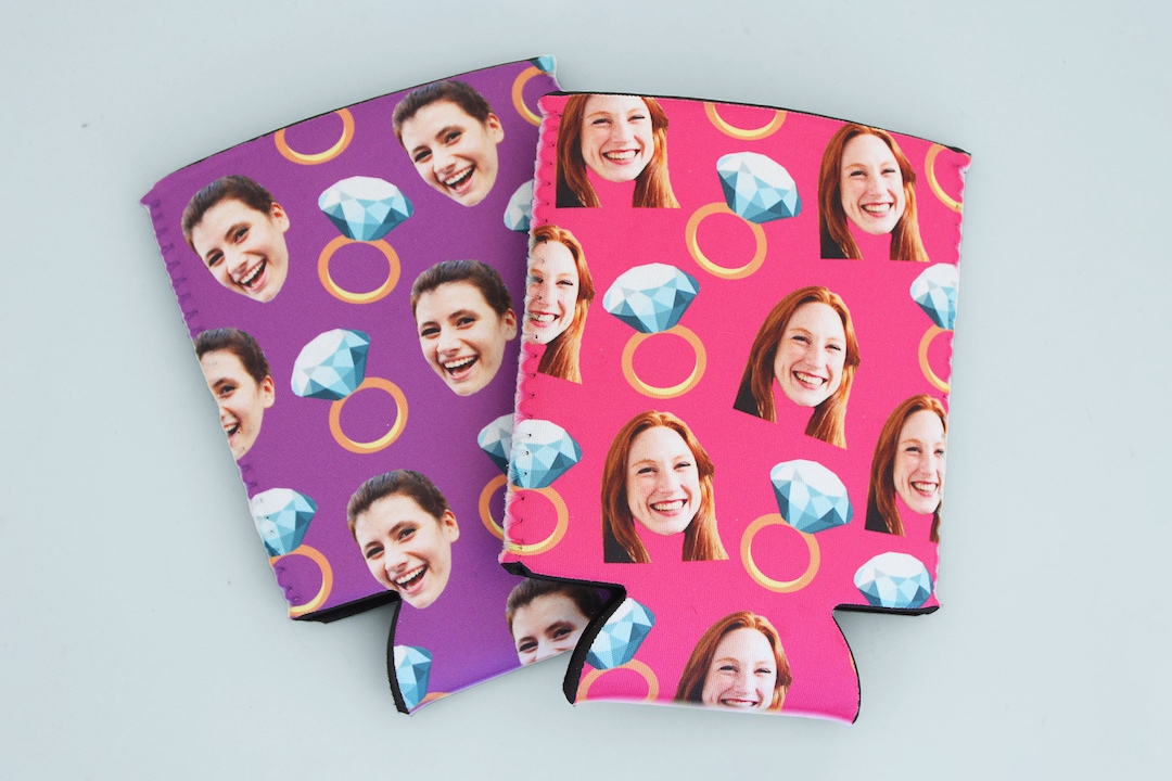 Custom Face Photo Bachelorette Cozies- Faces and Rings Bachelorette ...