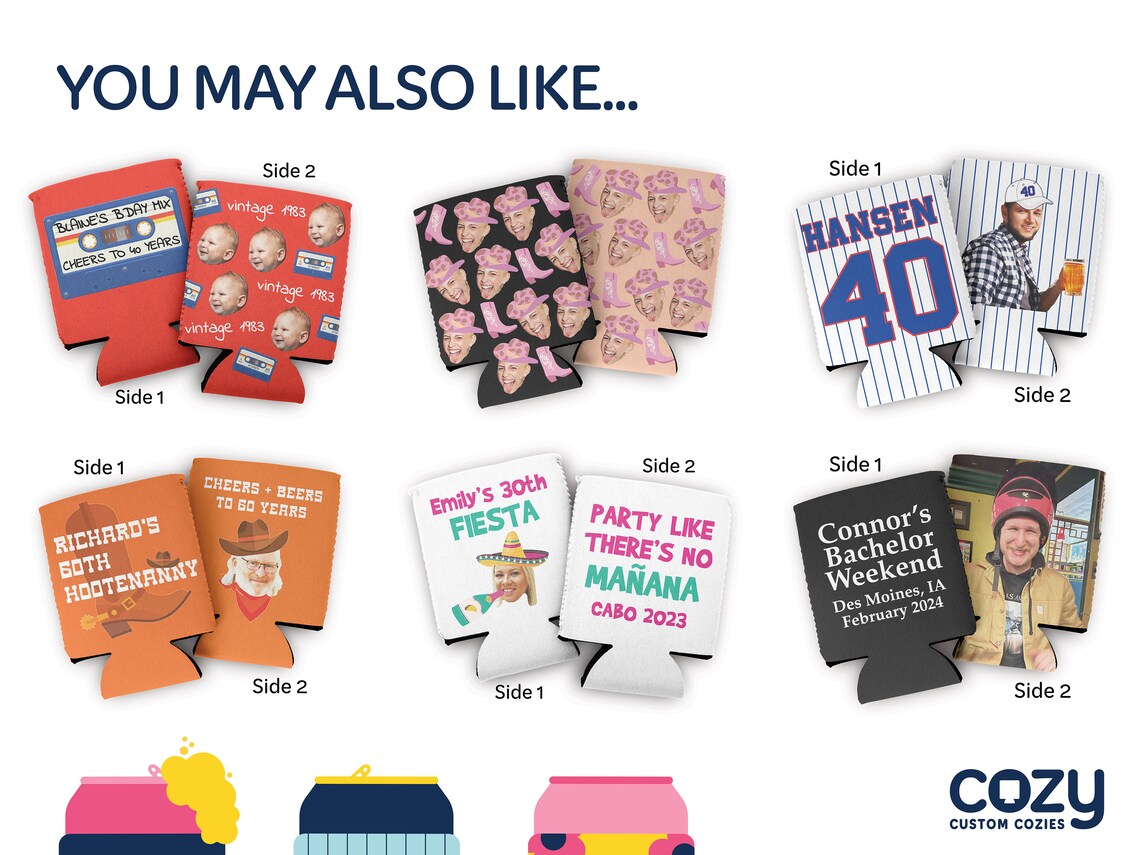 Custom Face Photo Birthday Cozies: Adult Bday Party Favors - Etsy