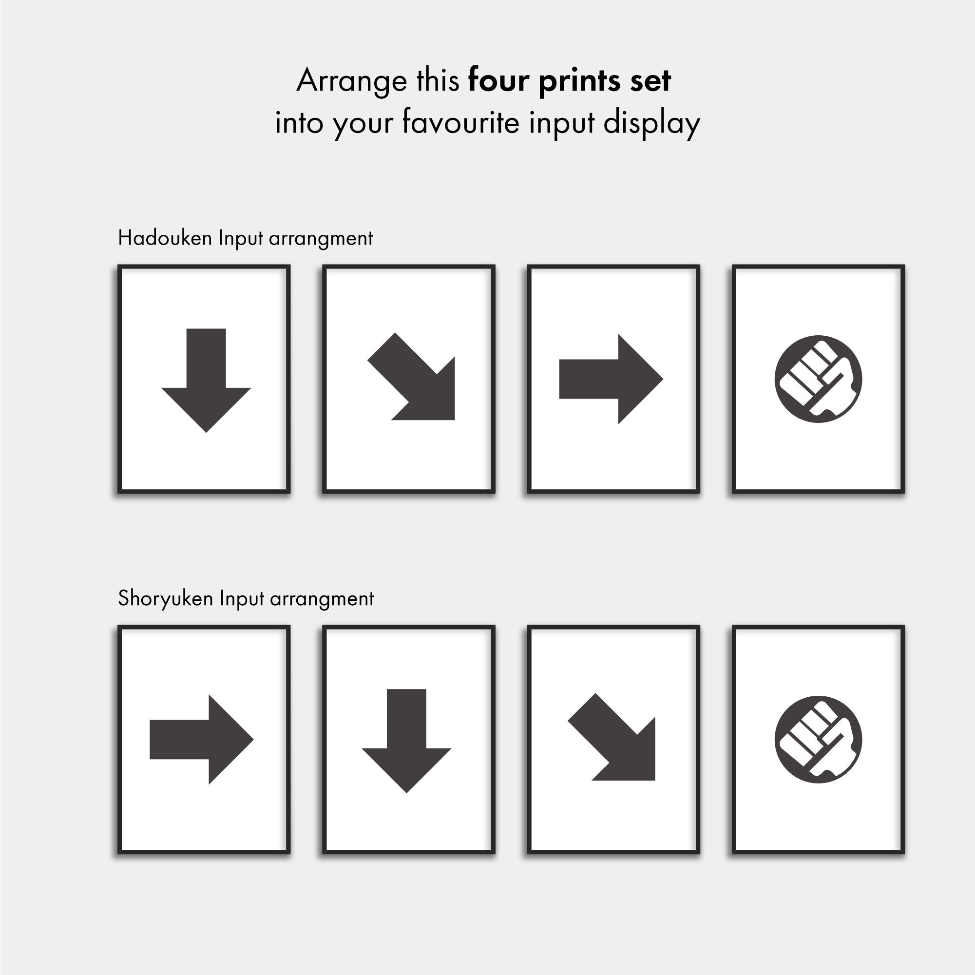 Street Fighter Hadouken Input Set | Minimalist Poster Prints | FGC ...