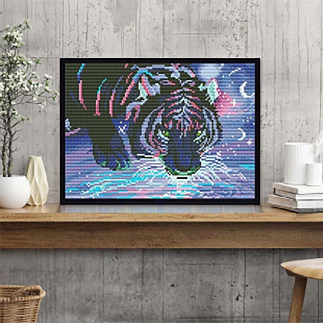 Black Light Tiger Glow in the Dark Sparkle-by-number Diamond Art Kit - Etsy