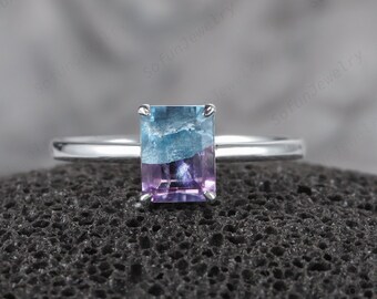 Vintage Natural Bicolor Fluorite Engagement Ring Unique - Etsy