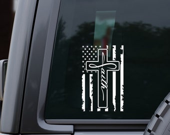 Flag Cross Decal - Etsy