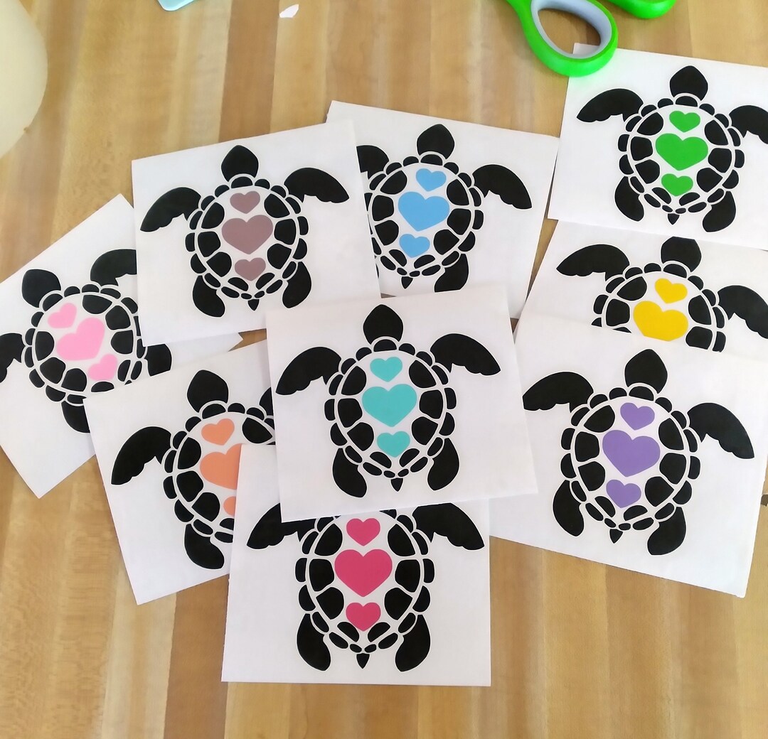 Sea Turtle Heart Shape Turtle Shell Vinyl Decal Sticker for Cars for ...
