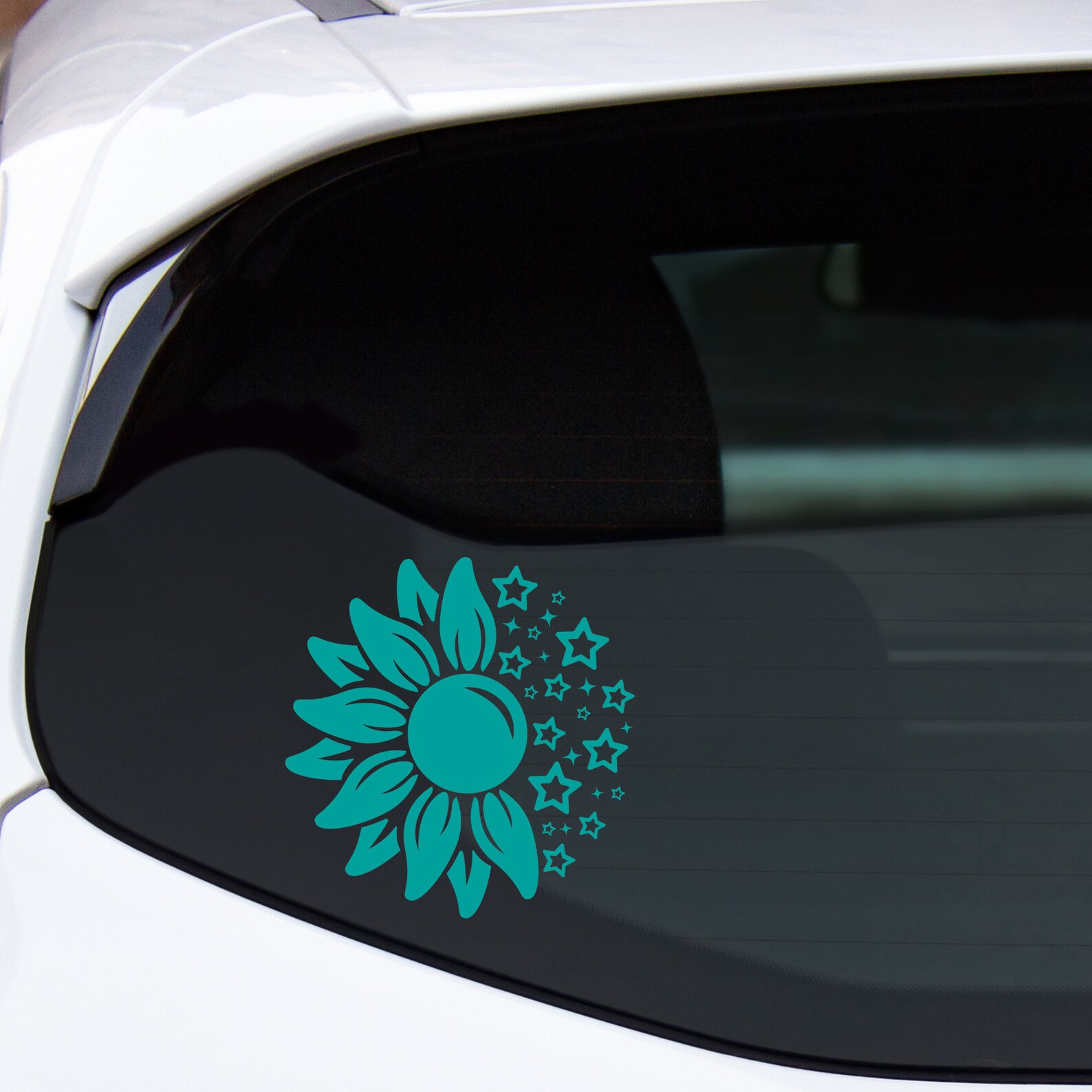 Sunflower and Stars Decal Celestial Flower Vinyl Decal Sticker for Car ...