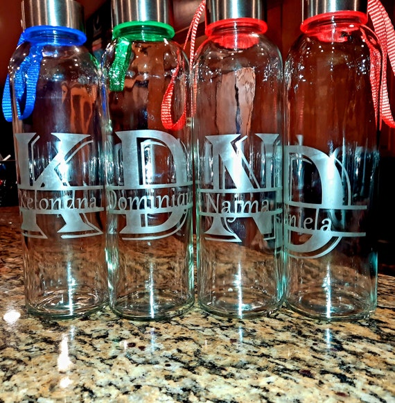 Single 18oz Personalized Glass Water Bottle - Etsy
