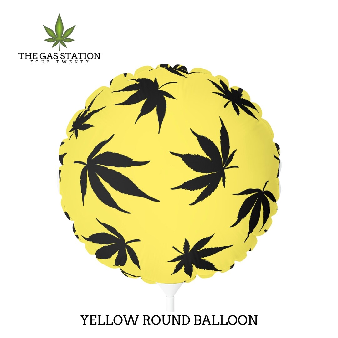 Yellow Weed Leaf Balloon on a Stick (round and Heart-shaped), 11" | Not ...
